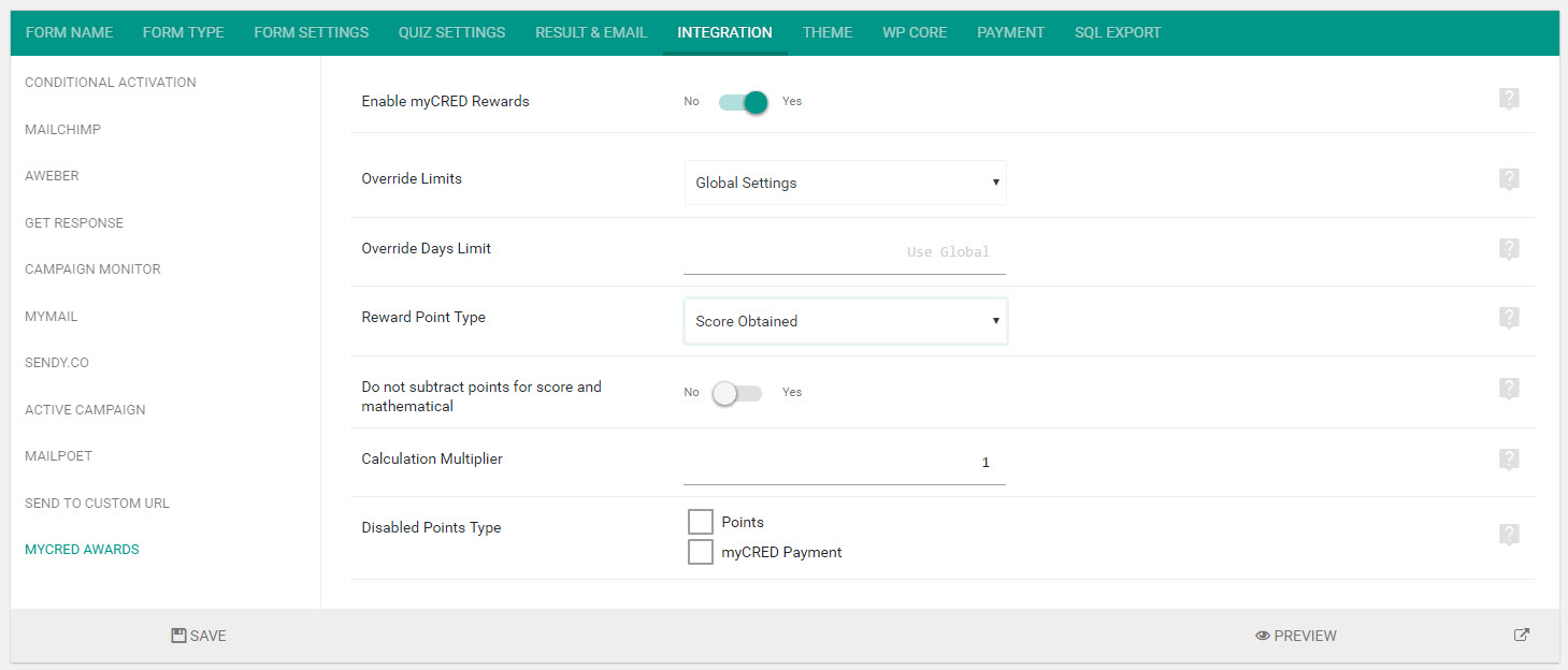 myCRED Integration for eForm by WPQuark | CodeCanyon